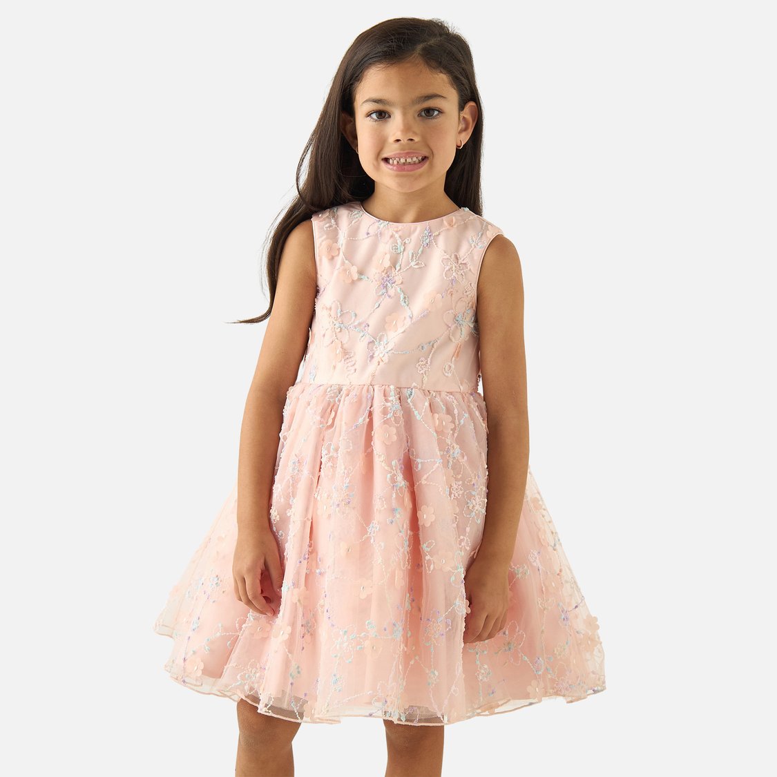 Buy Juniors Floral Embroidered A-line Dress with Bow Applique from ...