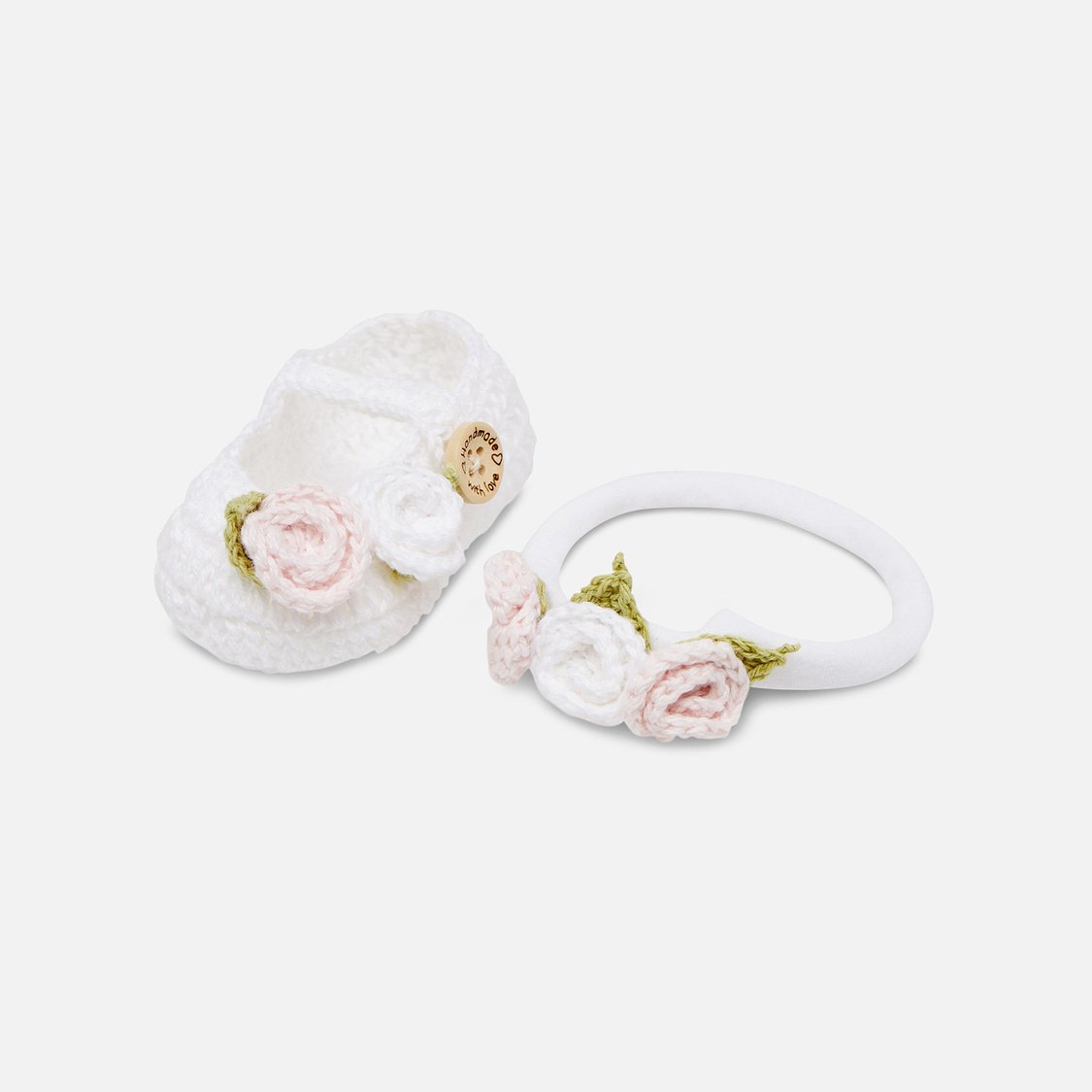 Buy Giggles Flower Applique Booties and Headband Set from Giggles at ...