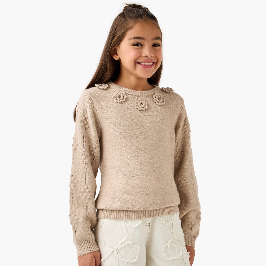 Buy Juniors Floral Applique Pullover with Long Sleeves from Juniors at ...