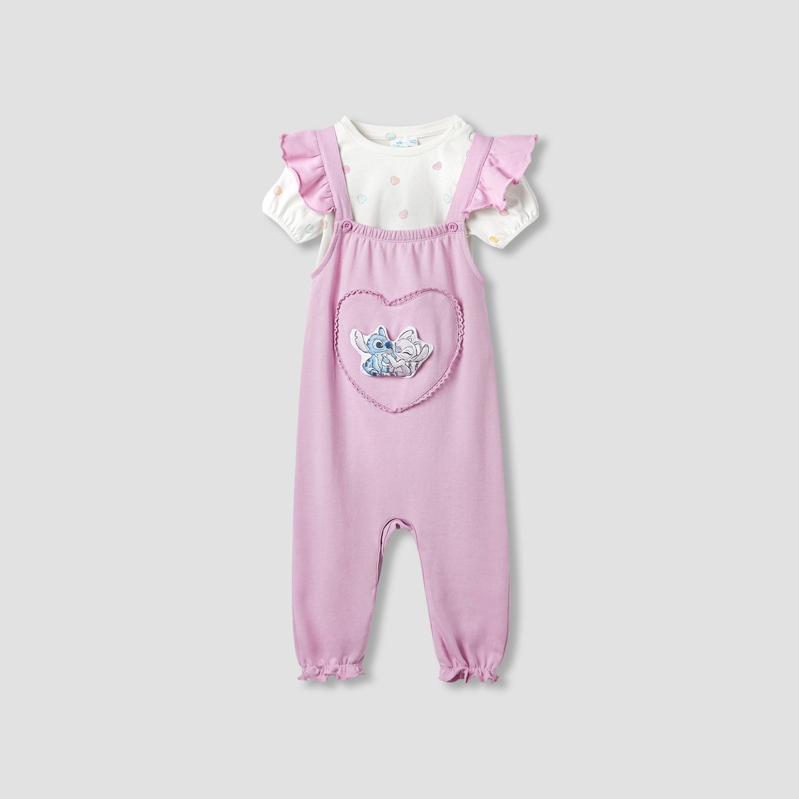 Buy Angel and Stitch Applique T-shirt and Dungarees Set from Juniors at ...