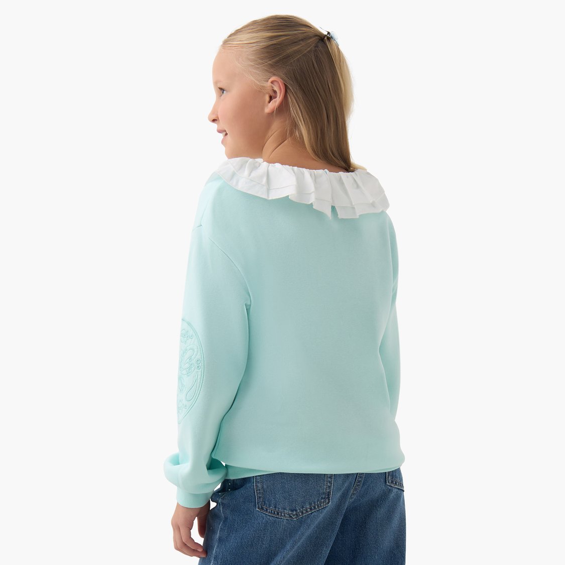 Buy Juniors Embroidered Ruffled Collar Pullover with Long Sleeves from ...