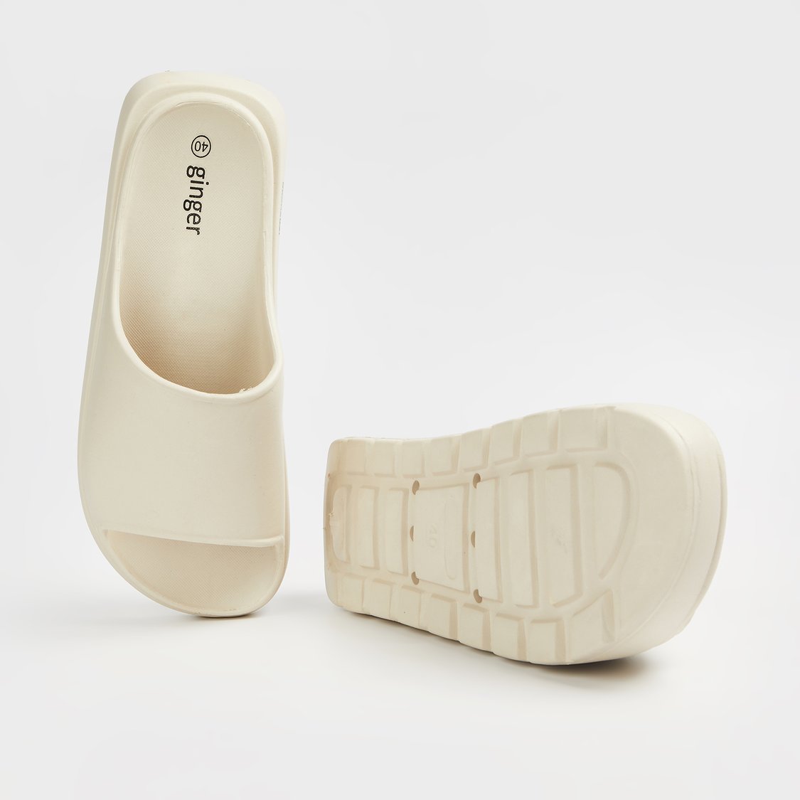 Buy GINGER Solid Flatform Sliders from Ginger at just INR 899.0