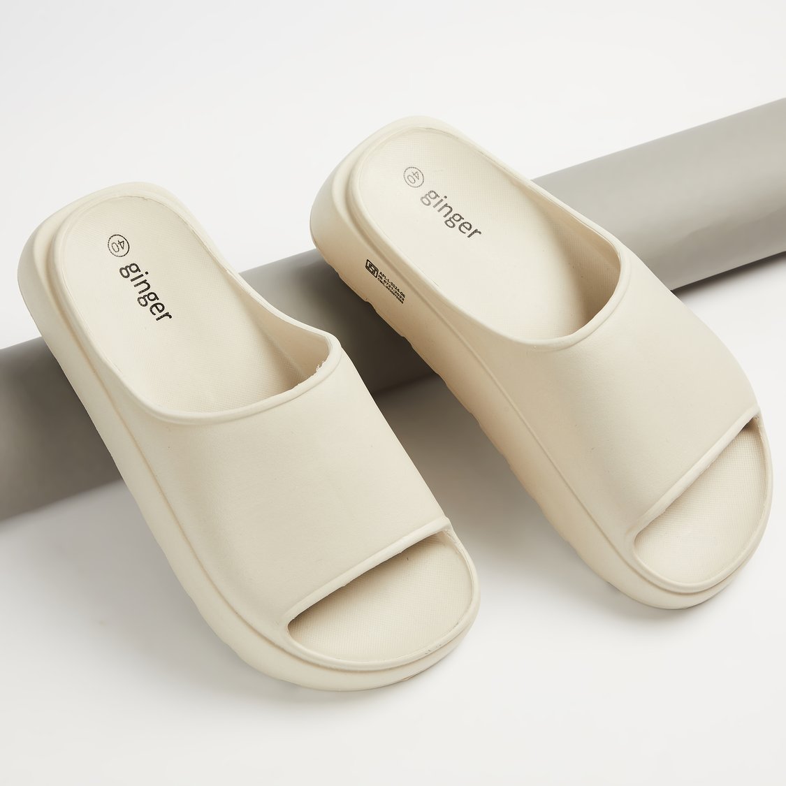 Buy GINGER Solid Flatform Sliders from Ginger at just INR 899.0