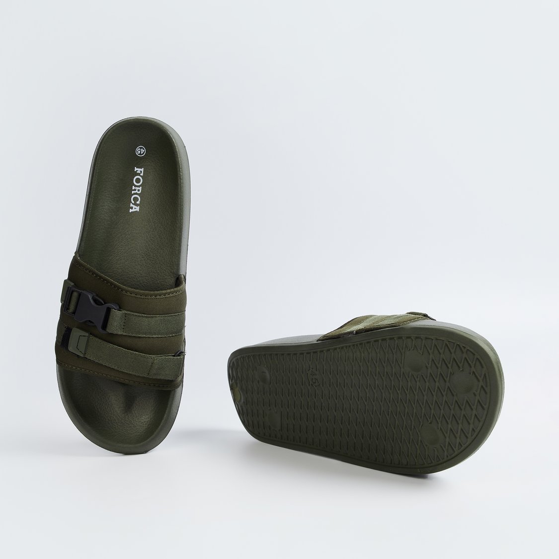 Buy FORCA Men Solid Sliders with Velcro Strap from Forca at just INR 699.0