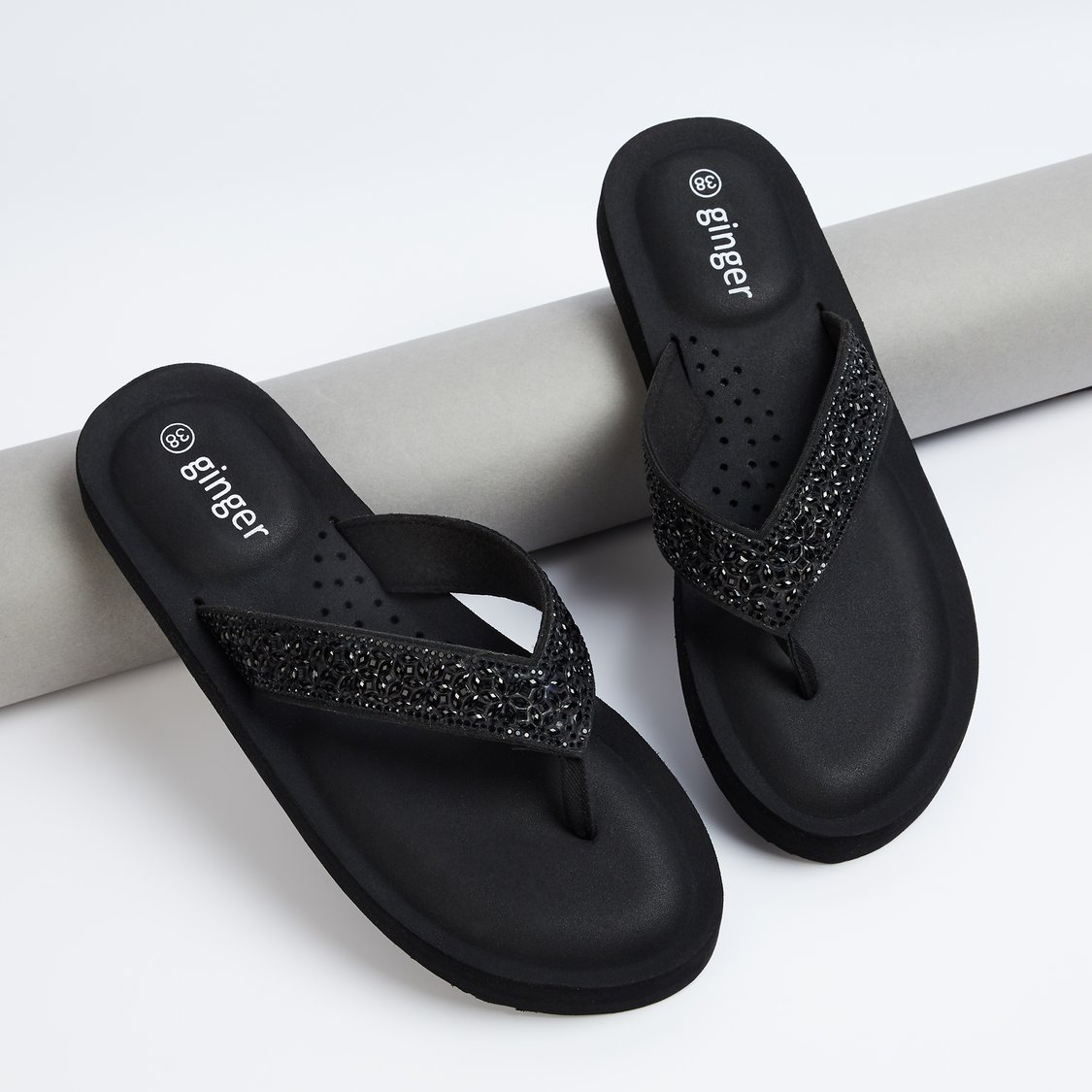 Buy GINGER Women Embellished Flip-Flops from Ginger at just INR 699.0