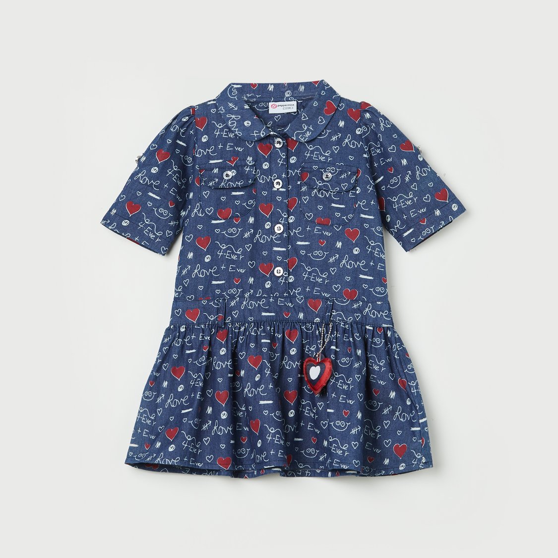 Buy PEPPERMINT Girls Printed Denim Dress from Peppermint at just INR 1299.0