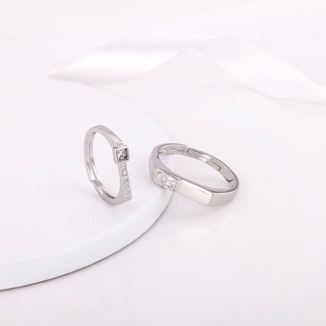Buy GIVA Sterling Silver Zircon Love Language Couple Rings from Giva at ...