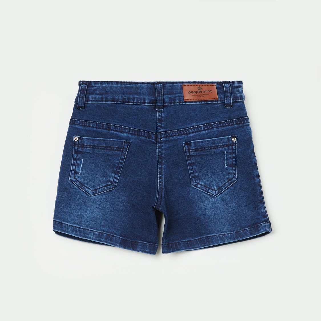 Buy PEPPERMINT Girls Washed Denim Shorts from Peppermint at just INR 1399.0