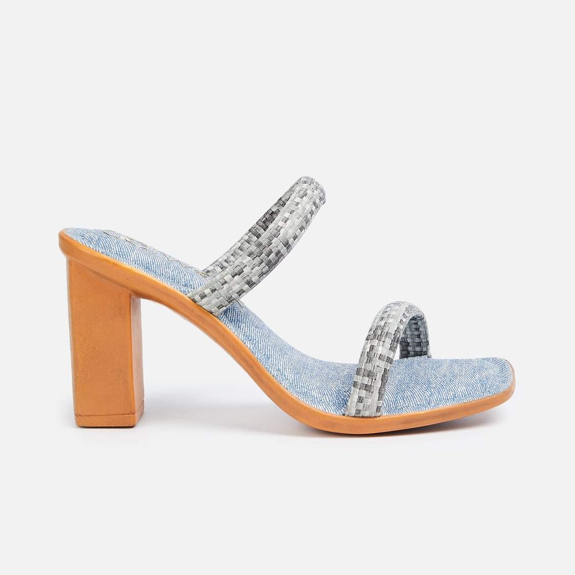 Buy CATWALK Woven-Strap Denim Block Heels from Catwalk at just INR 2395.0
