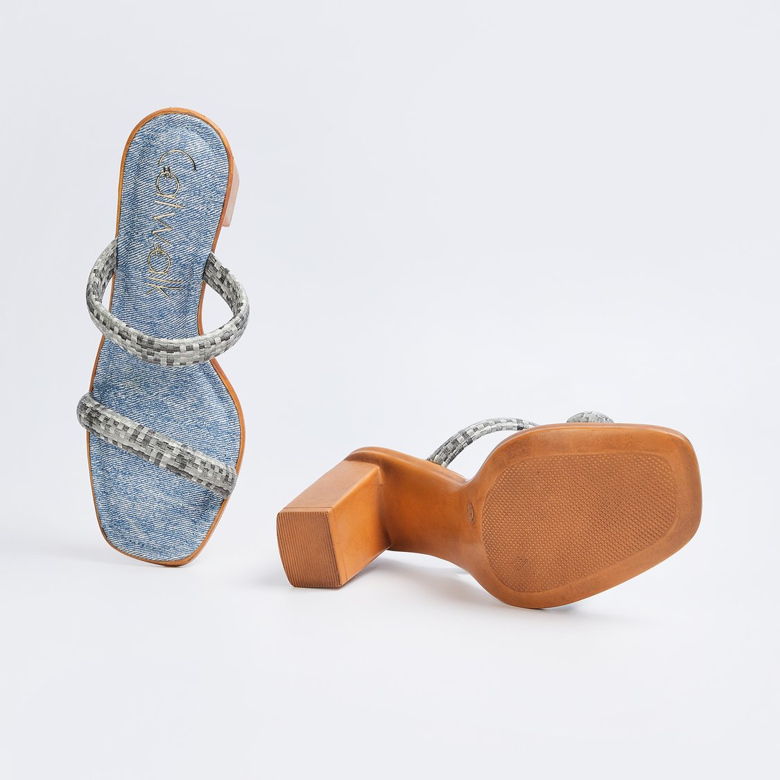 Buy CATWALK Woven-Strap Denim Block Heels from Catwalk at just INR 2395.0
