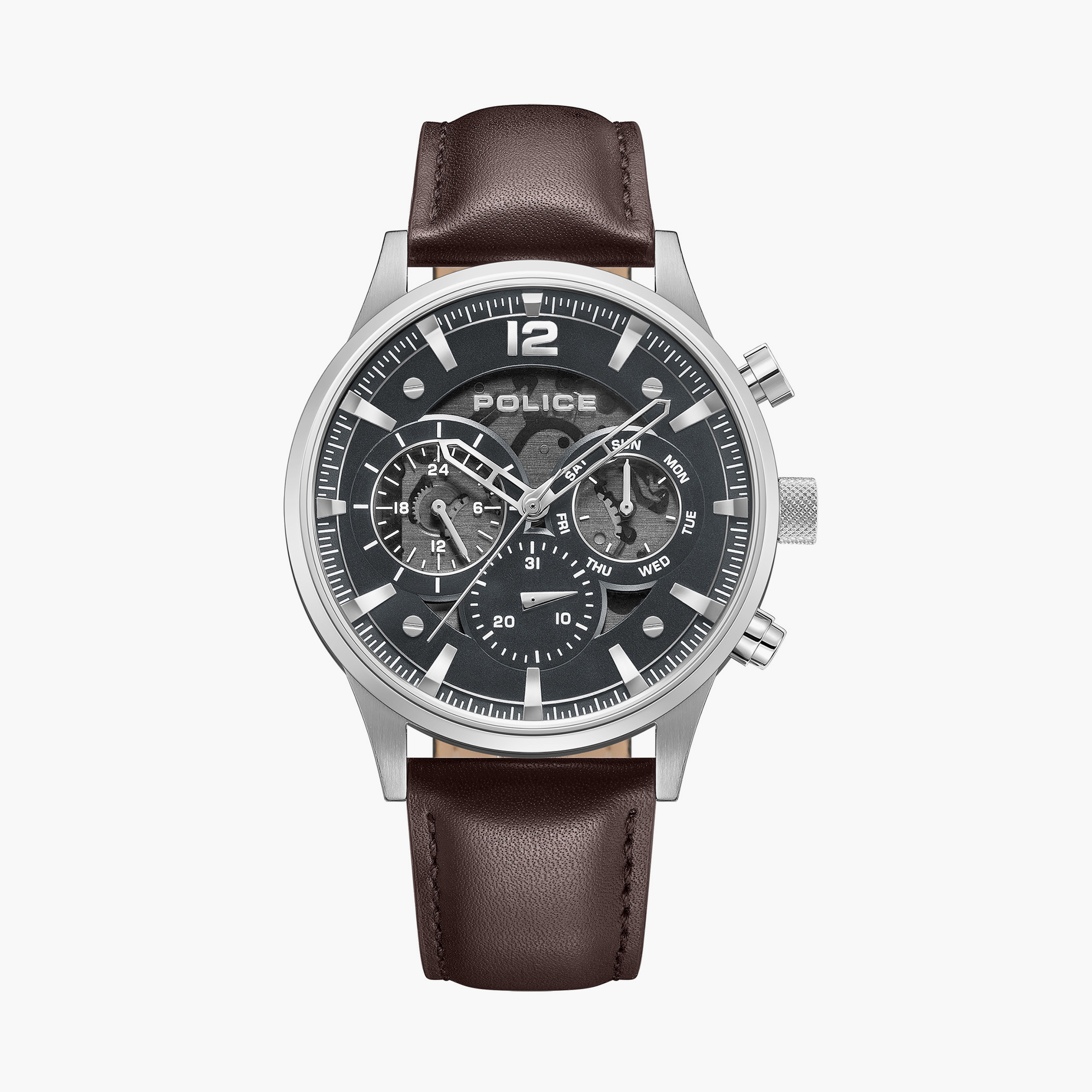 Buy POLICE Driver II Men Multifunction Watch with Leather Strap ...