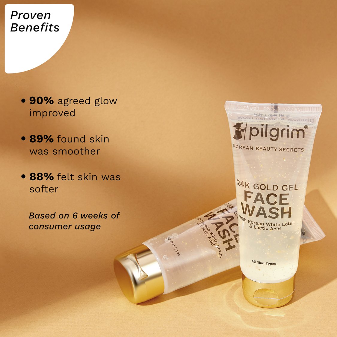 Buy PILGRIM 24K Gold Gel Face Wash - 80ml from Pilgrim at just INR 395.0
