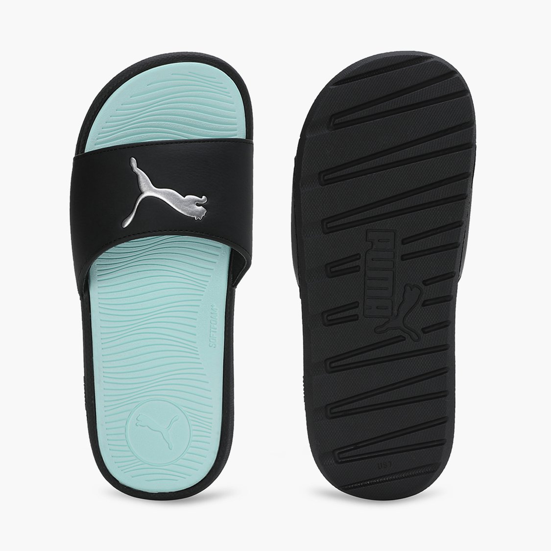 Buy PUMA Logo Embossed Sliders from PUMA at just INR 2499.0