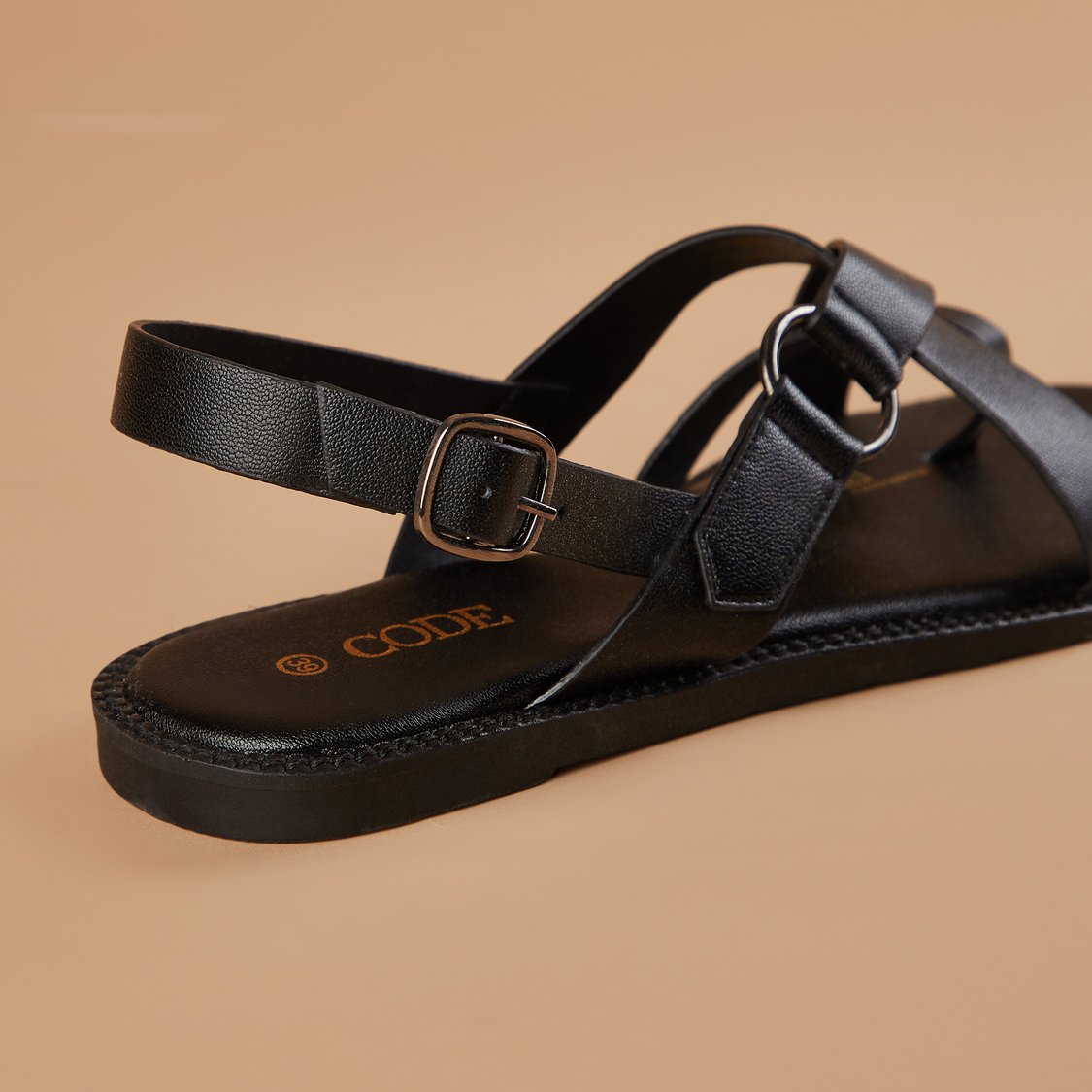 Buy CODE Solid One -Toe Cross Strap Flats from CODE at just INR 1299.0