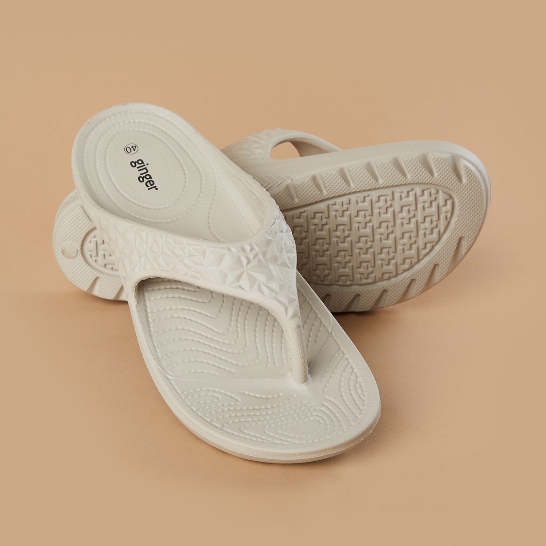 Buy GINGER Textured Flip Flops from Ginger at just INR 499.0