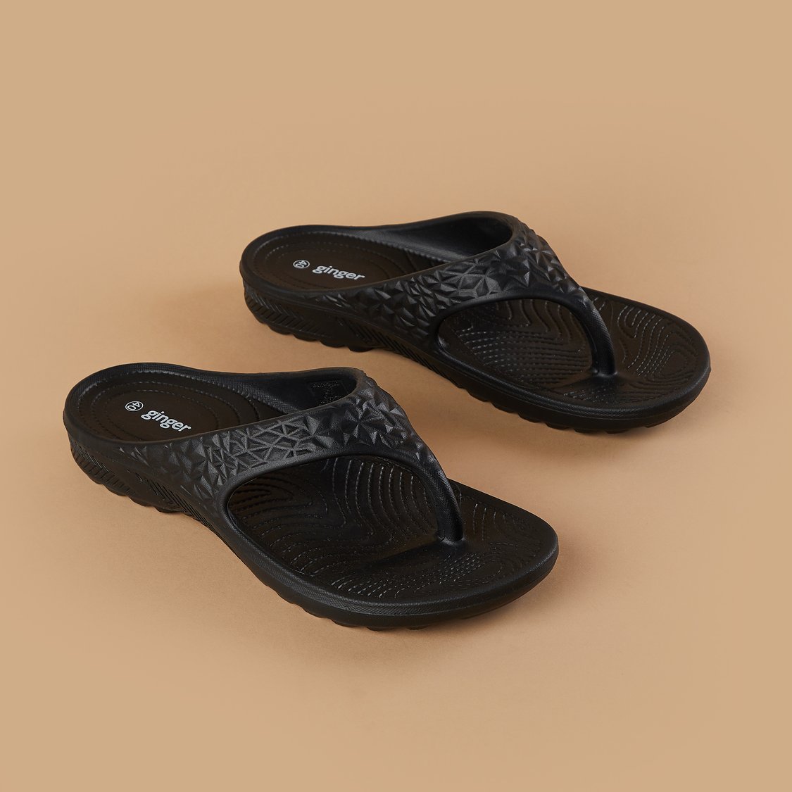 Buy GINGER Textured Flip Flops from Ginger at just INR 499.0