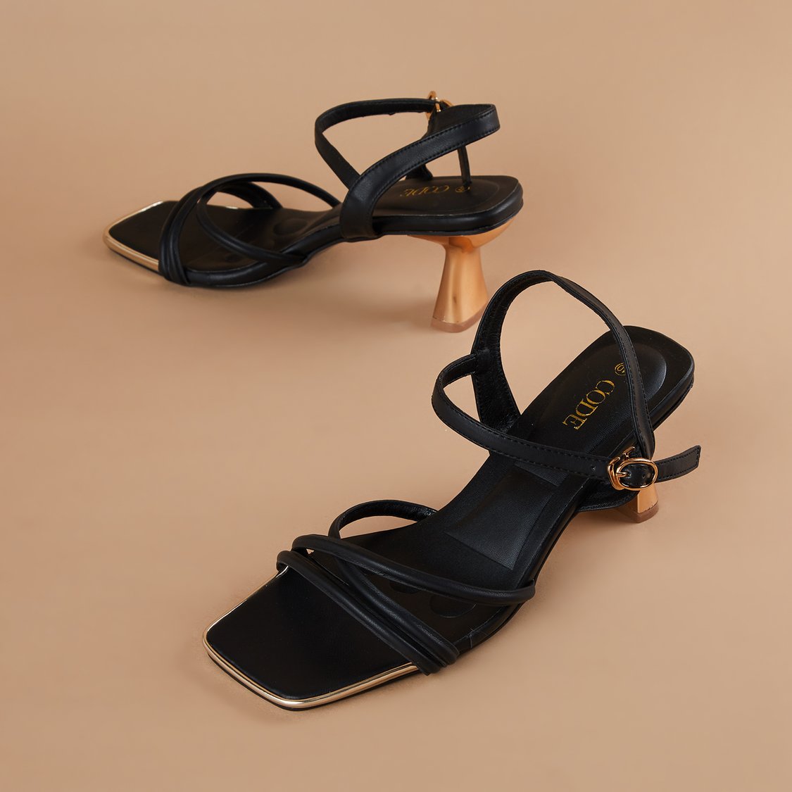 Buy CODE Metallic Block Heels with Ankle Strap from CODE at just INR 1699.0