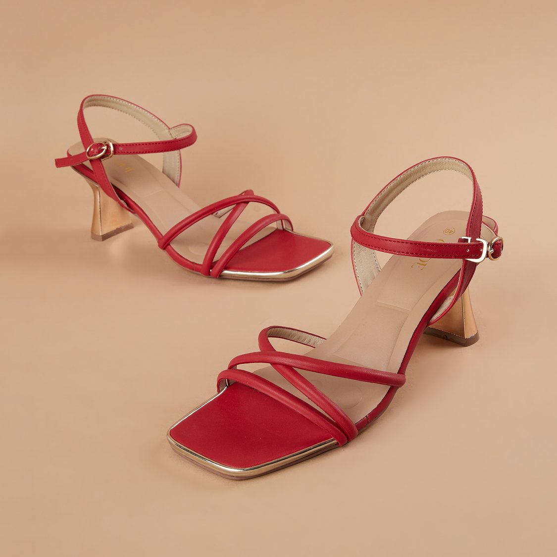 Buy CODE Metallic Block Heels with Ankle Strap from CODE at just INR 1699.0