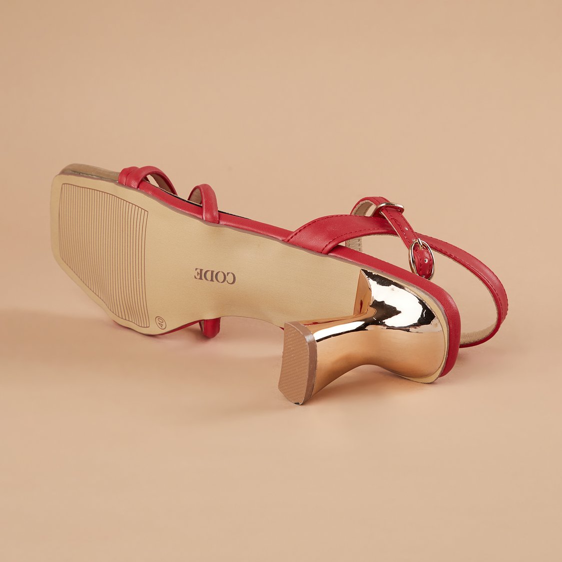 Buy CODE Metallic Block Heels with Ankle Strap from CODE at just INR 1699.0