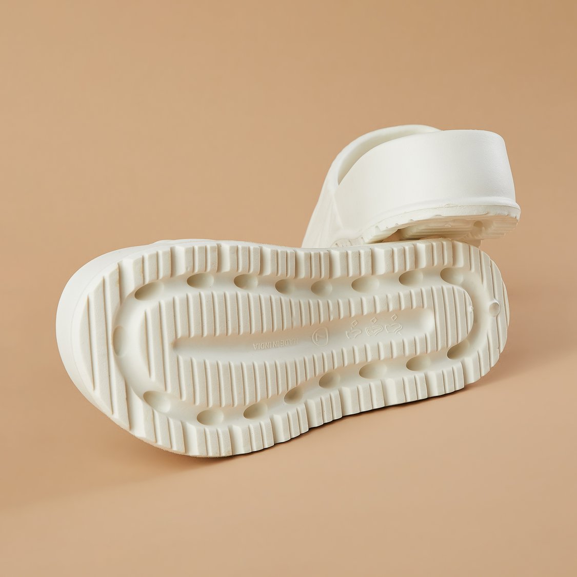 Buy GINGER Textured Platform Sliders from Ginger at just INR 499.0
