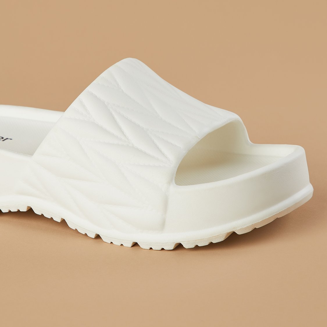 Buy GINGER Textured Platform Sliders from Ginger at just INR 499.0