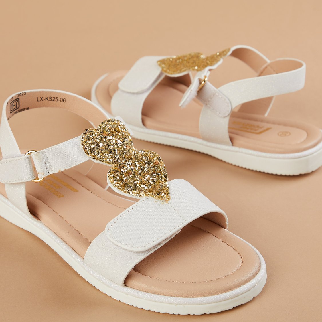 Buy FAME FOREVER Girls Sequined Sandals with Velcro Strap from Fame ...