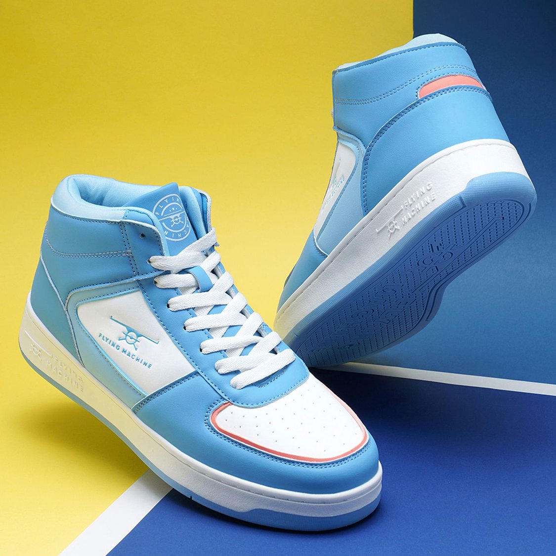 Buy FLYING MACHINE Zeeke Colourblock High Top Sneakers from Flying ...