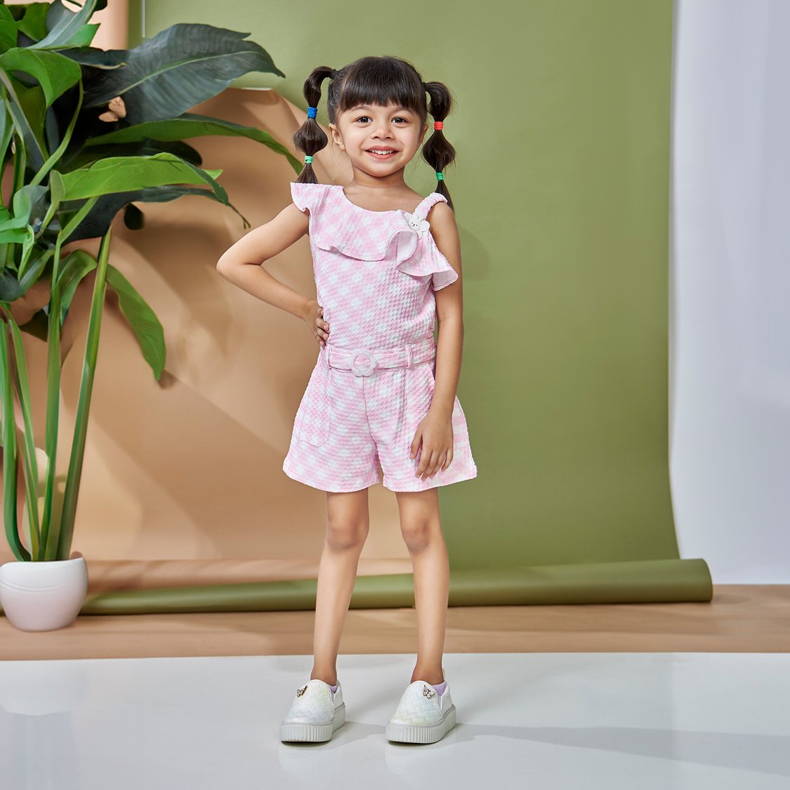 Buy PEPPERMINT Girls Checked Playsuit from Peppermint at just INR 1699.0