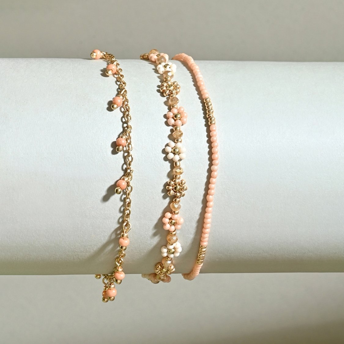 Buy TONIQ Assorted Beaded Anklet - Pack of 3 from Toniq at just INR 499.0