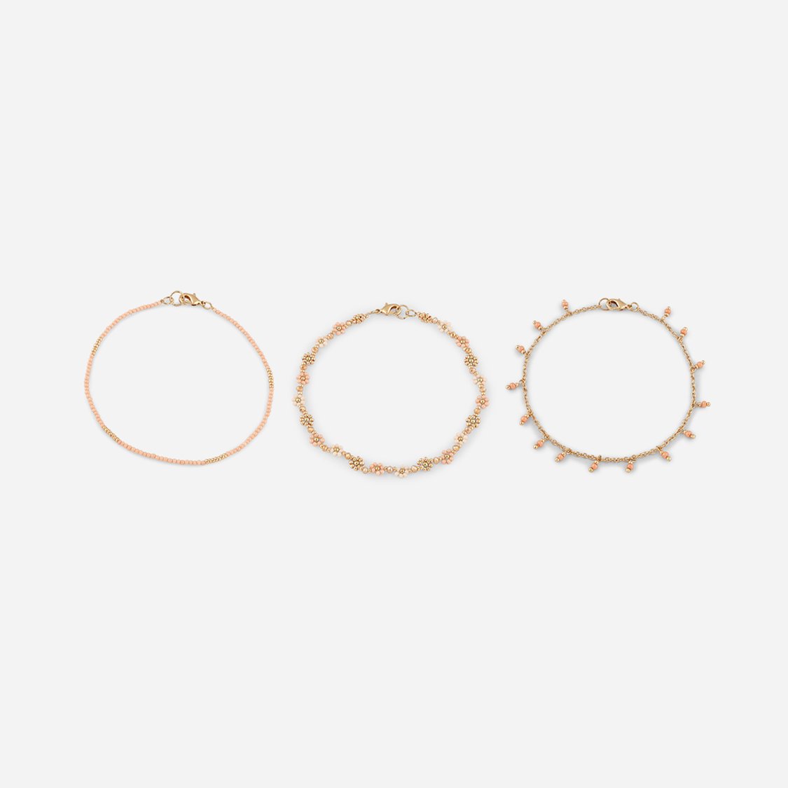 Buy TONIQ Assorted Beaded Anklet - Pack of 3 from Toniq at just INR 499.0