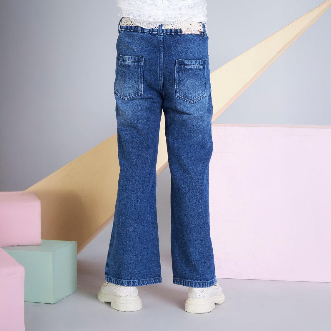 Buy PEPPERMINT Distressed Bootcut Jeans with Belt from Peppermint at ...