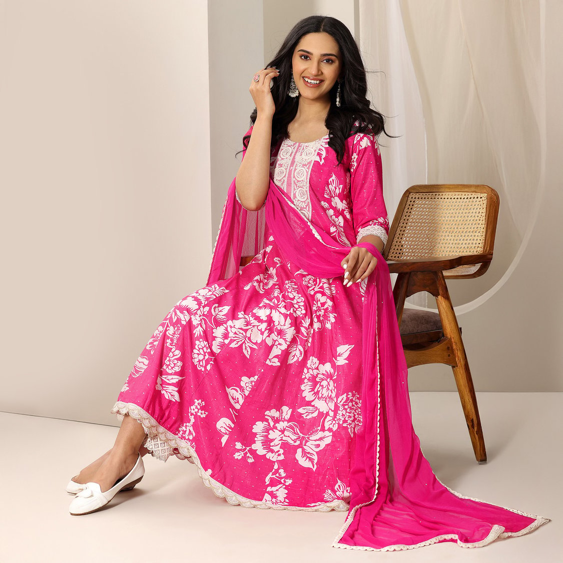 Buy LIBAS Floral Print A-line Kurta Set from Libas at just INR 4999.0