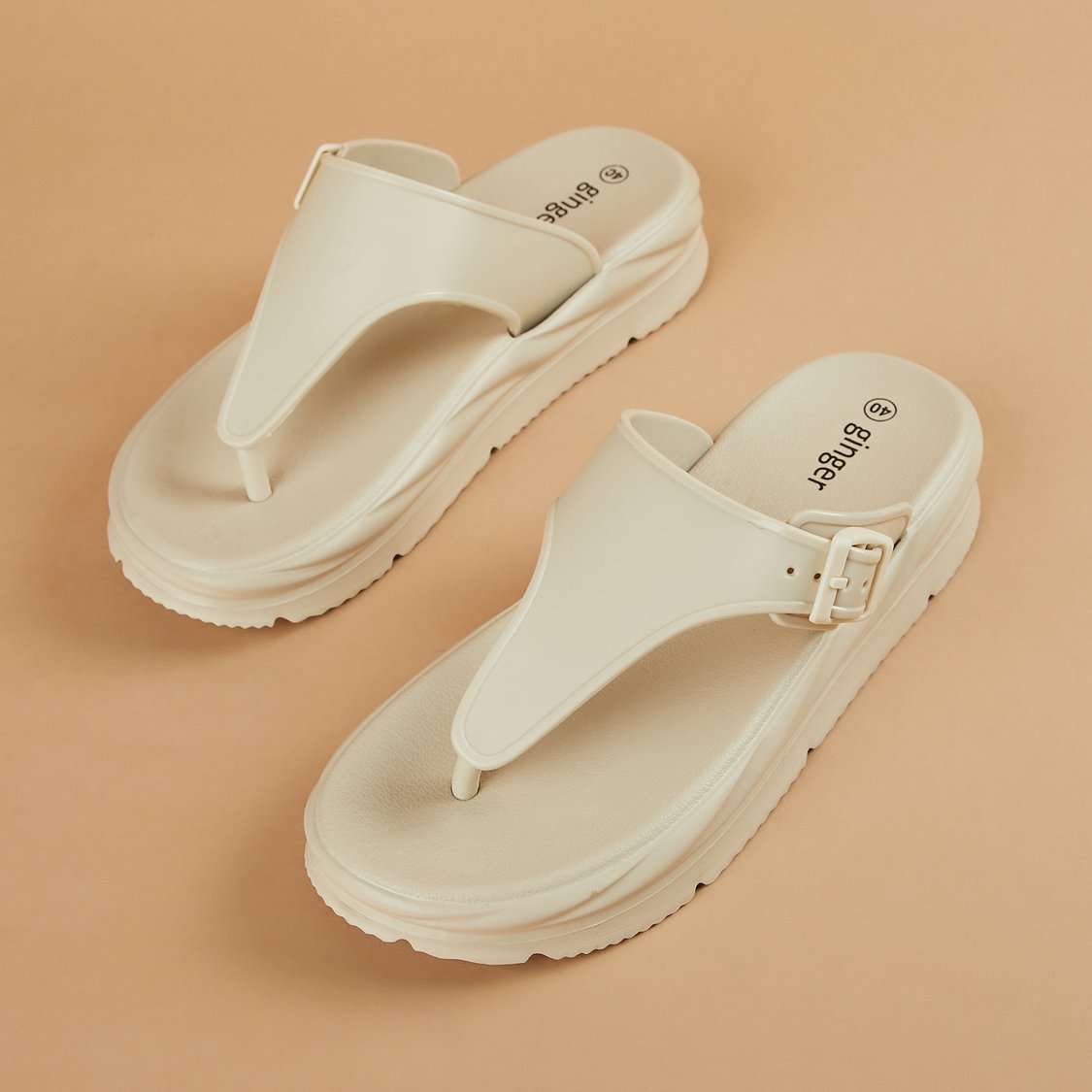 Buy GINGER Solid Platform Sandals from Ginger at just INR 399.0
