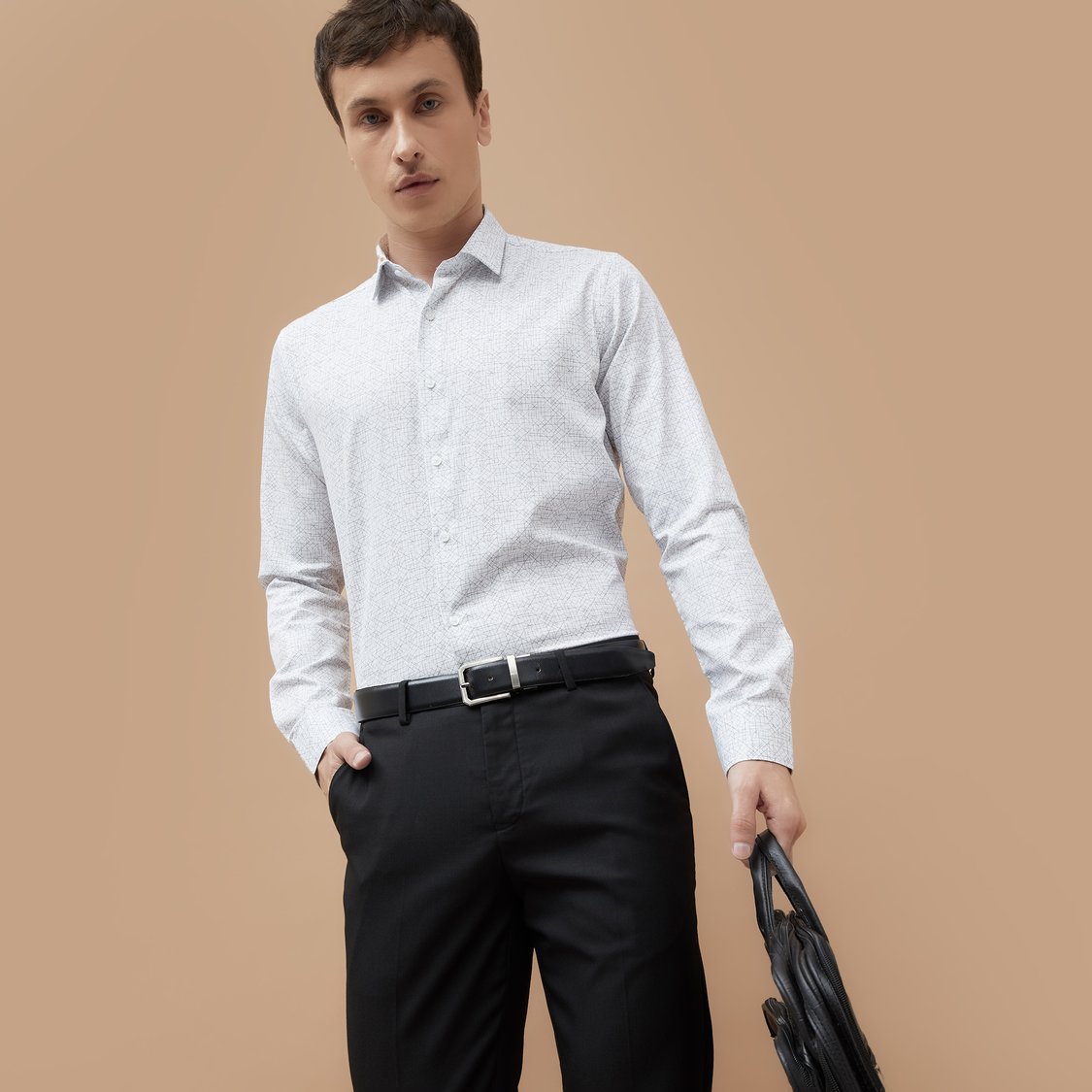 Buy CODE Geometric Print Slim Fit Formal Shirt from CODE at just INR 799.0