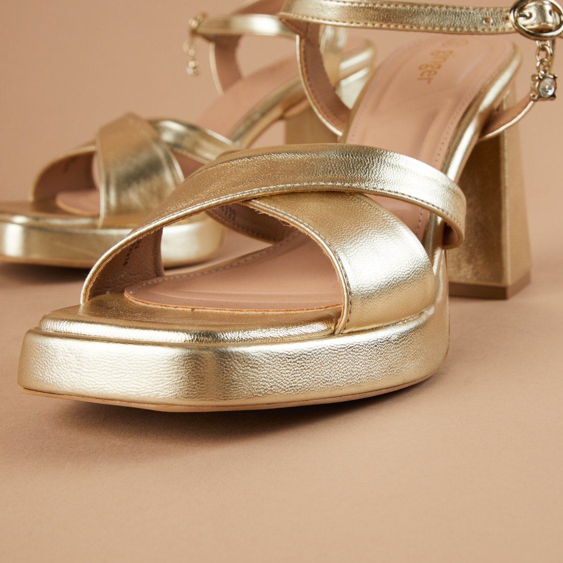 Buy GINGER Metallic Platforms with Ankle Strap from Ginger at just INR ...