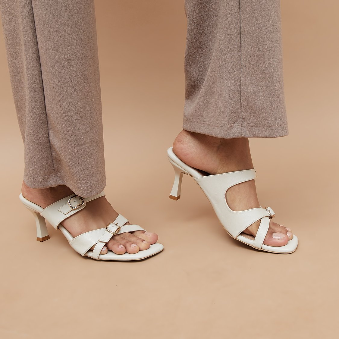 Buy CODE Spool Heels with Buckle Straps from CODE at just INR 1499.0