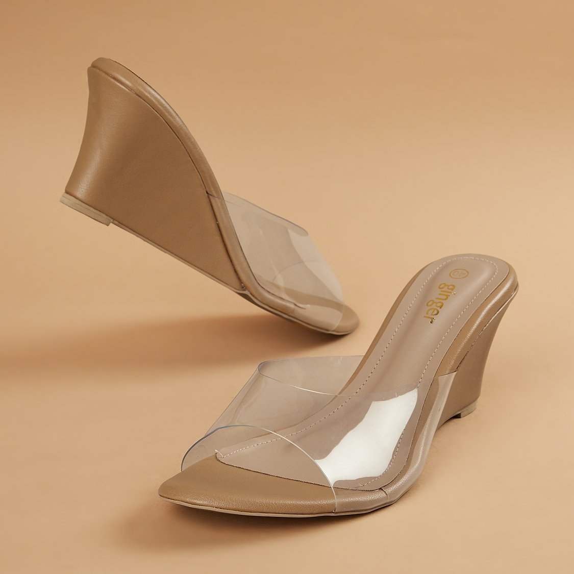 Buy GINGER Transparent Strap Wedges from Ginger at just INR 1299.0