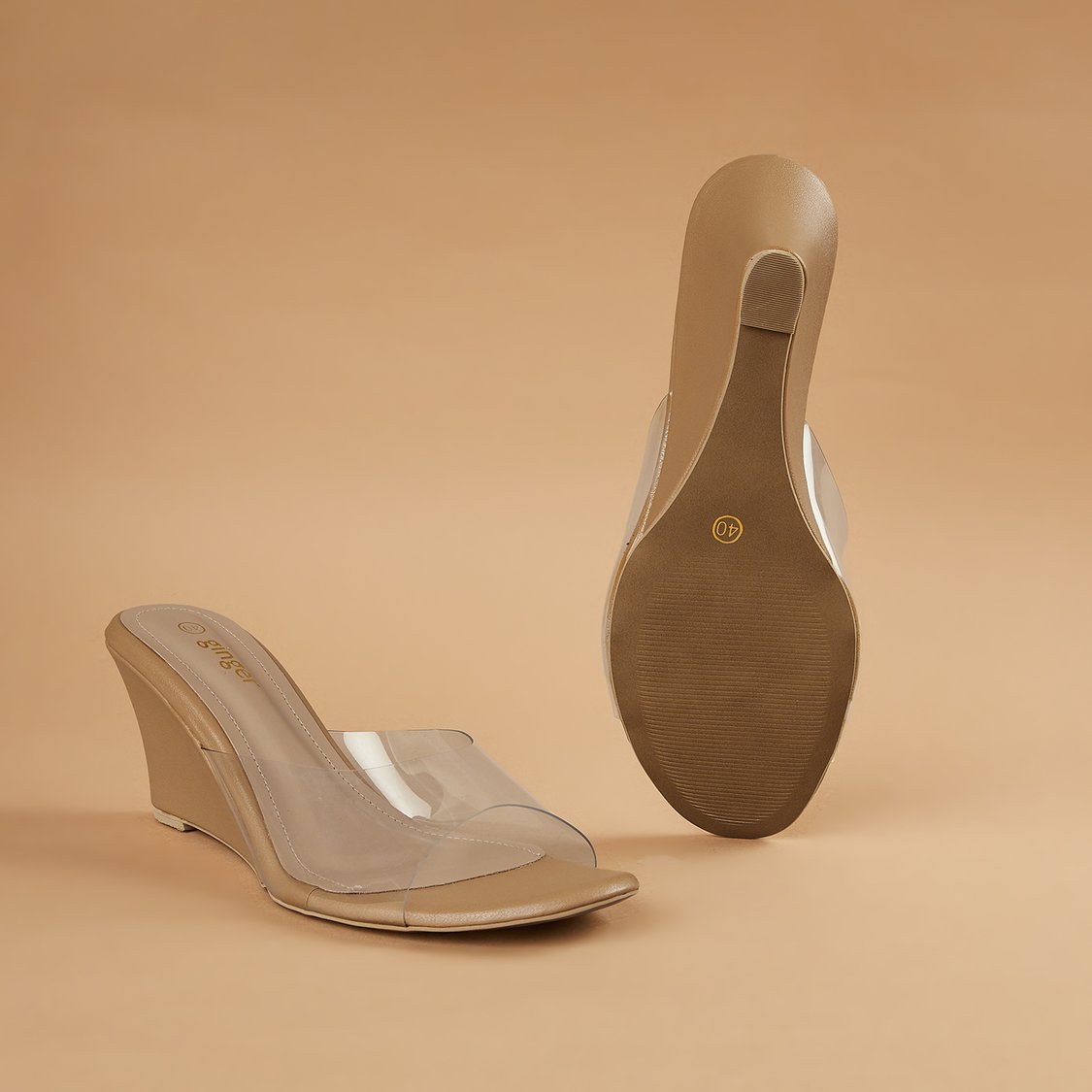 Buy GINGER Transparent Strap Wedges from Ginger at just INR 1299.0