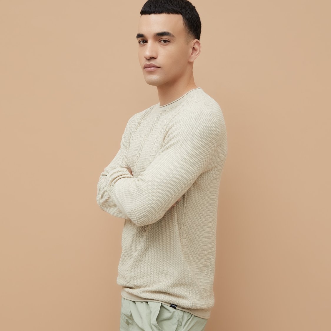 Buy BOSSINI Knitted Regular Fit Sweater from Bossini at just INR 1699.0