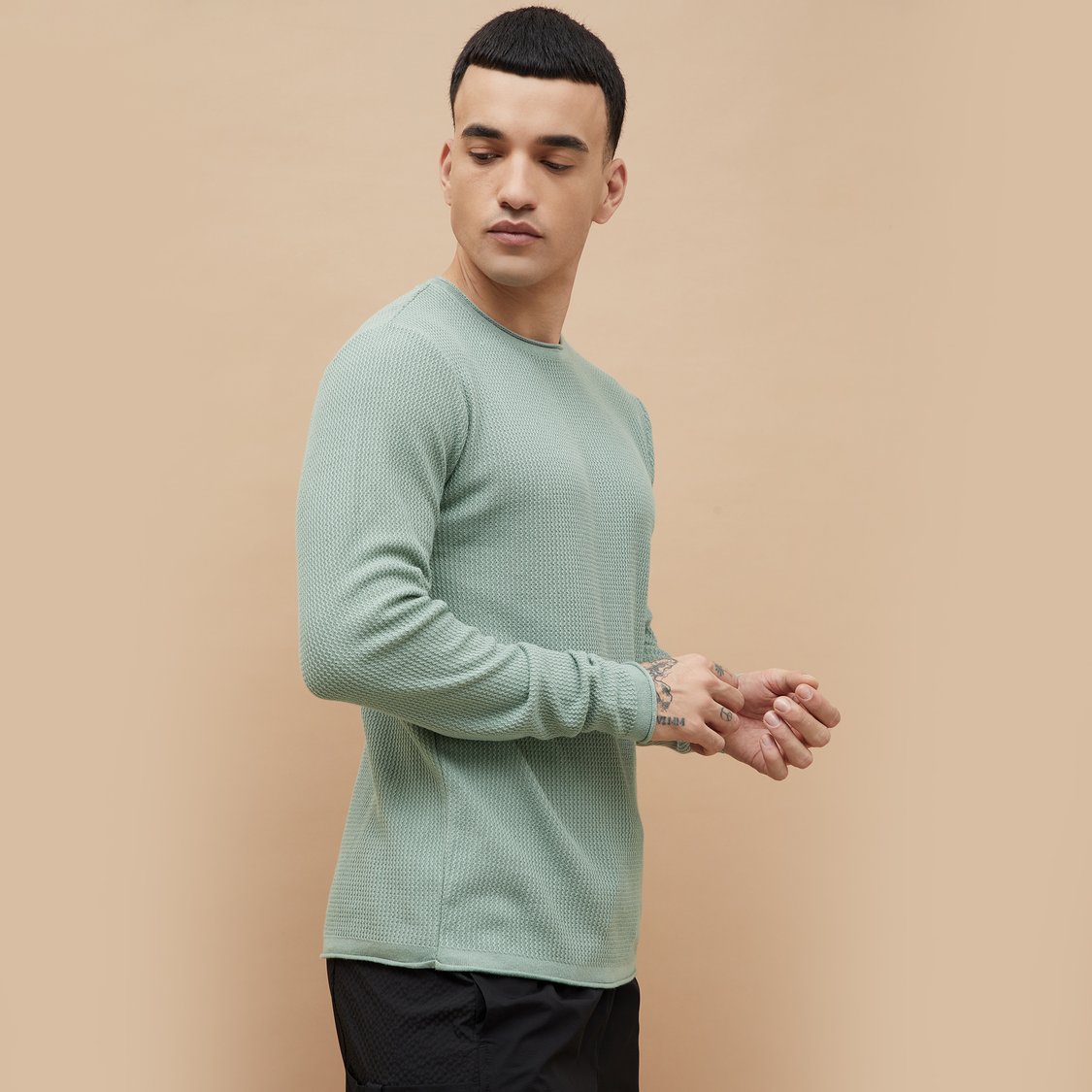 Buy BOSSINI Knitted Regular Fit Sweater from Bossini at just INR 1699.0