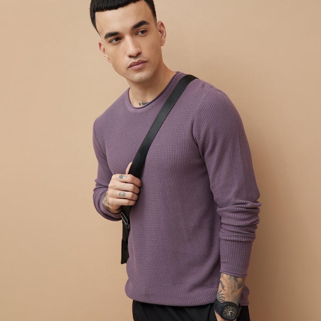 Buy BOSSINI Knitted Regular Fit Sweater from Bossini at just INR 1699.0