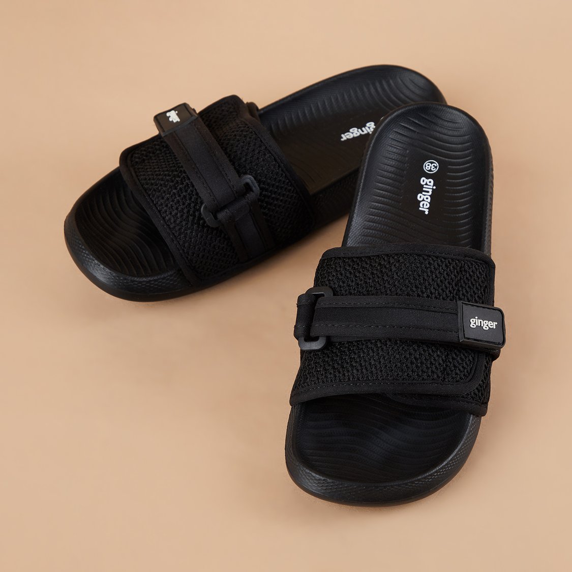 Buy GINGER Woven Strap Velcro Sliders from Ginger at just INR 499.0