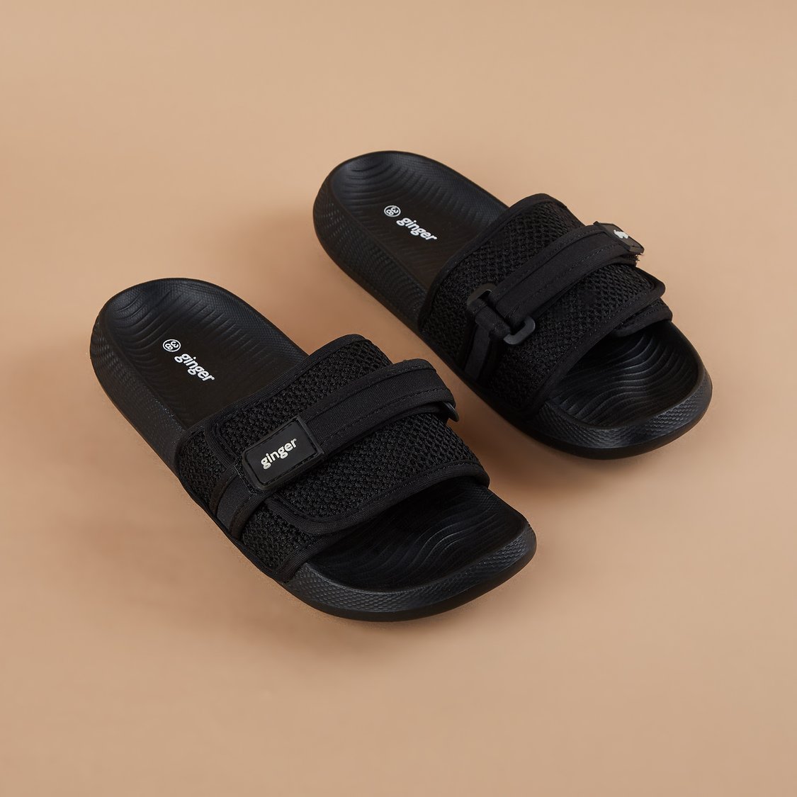 Buy GINGER Woven Strap Velcro Sliders from Ginger at just INR 499.0