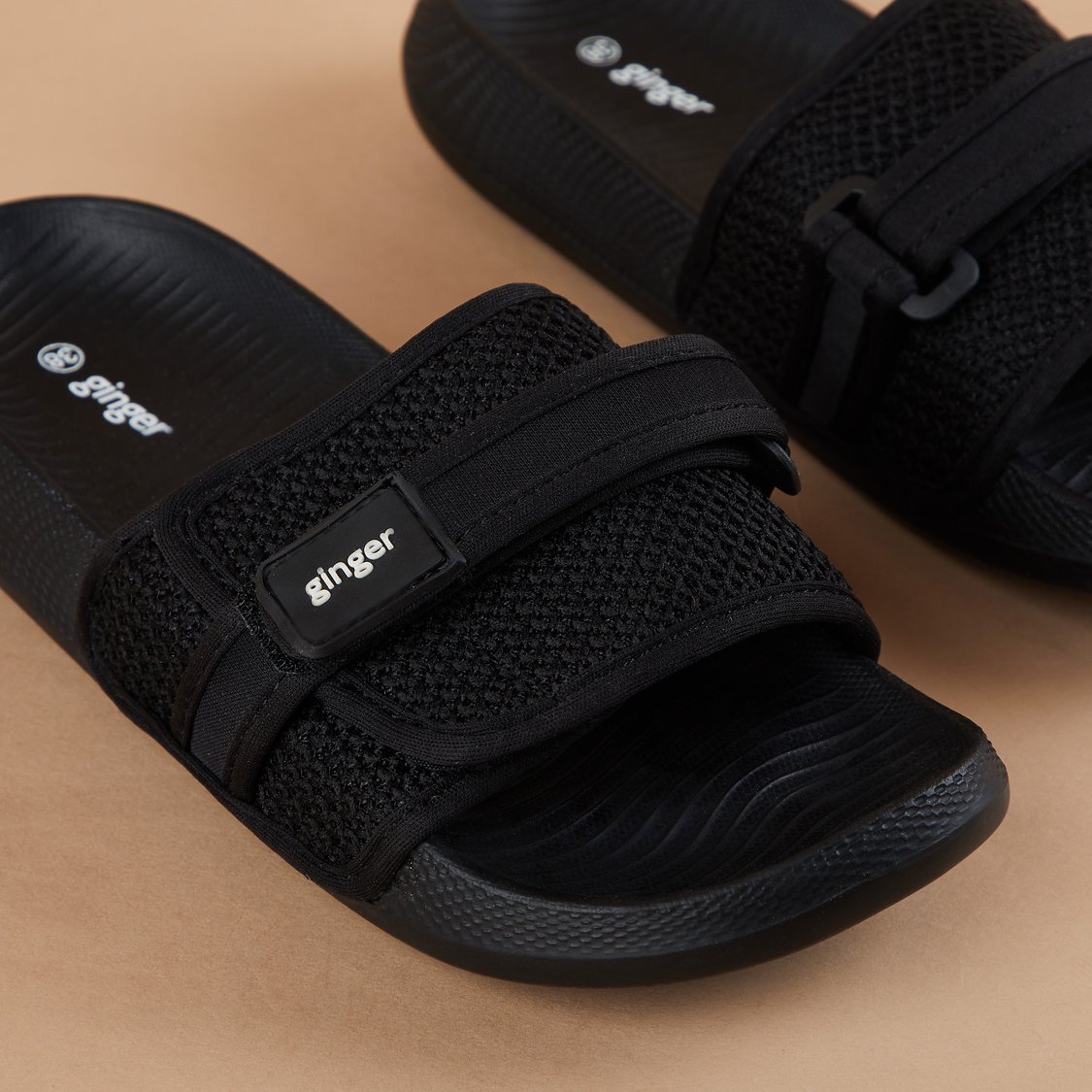 Buy GINGER Woven Strap Velcro Sliders from Ginger at just INR 499.0