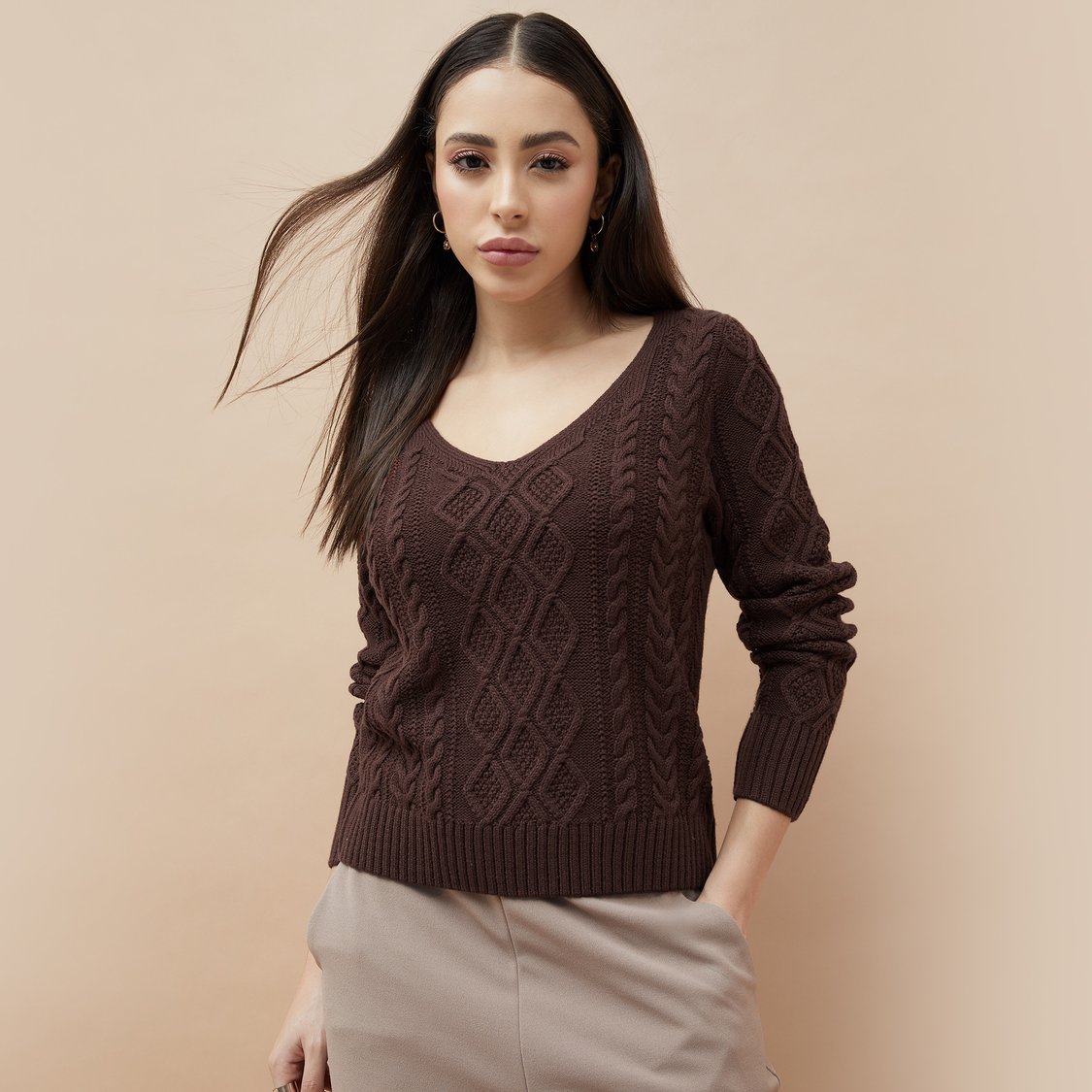 Buy CODE Cable Knit Sweater from CODE at just INR 1399.0