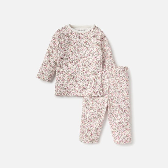 Juniors Floral Print Long Sleeves T-shirt and Pyjama Set