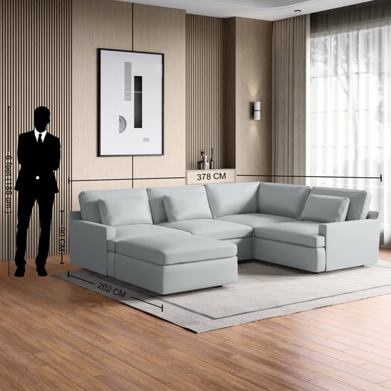 Grey leather 4 seater sofa store