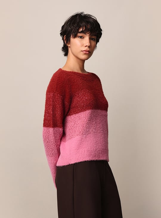 EFFY FUZZY LONG SLEEVE CREW clearance NECK