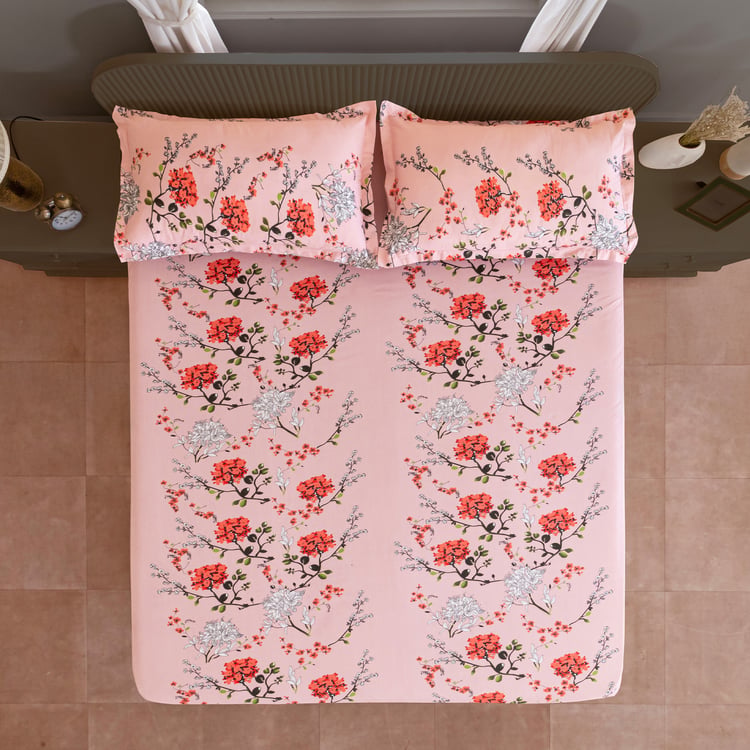 Buy SWAYAM Ananda Cotton 210TC Floral Print 3Pcs King Fitted Bedsheet ...