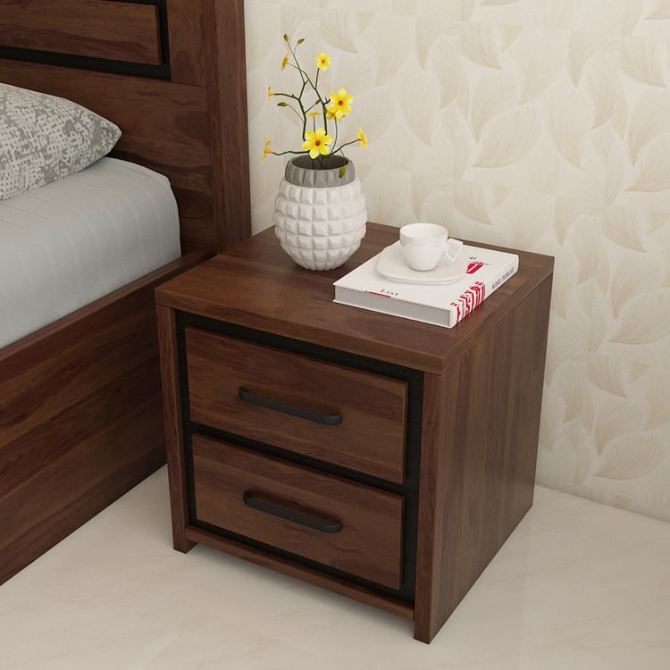 Buy Helios Boston Bedside Table - Brown from Helios by Home Centre at just INR 7499.0